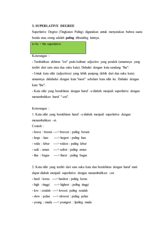 Tugas bahasa inggris pengertian, bentuk dan contoh degrees of ...