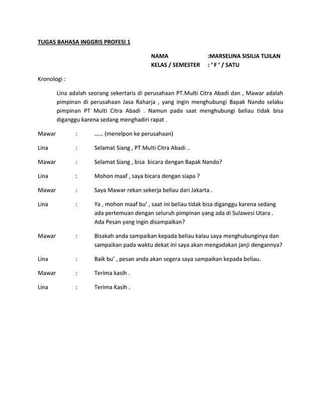 Tugas bahasa inggris profesi 1 | PDF