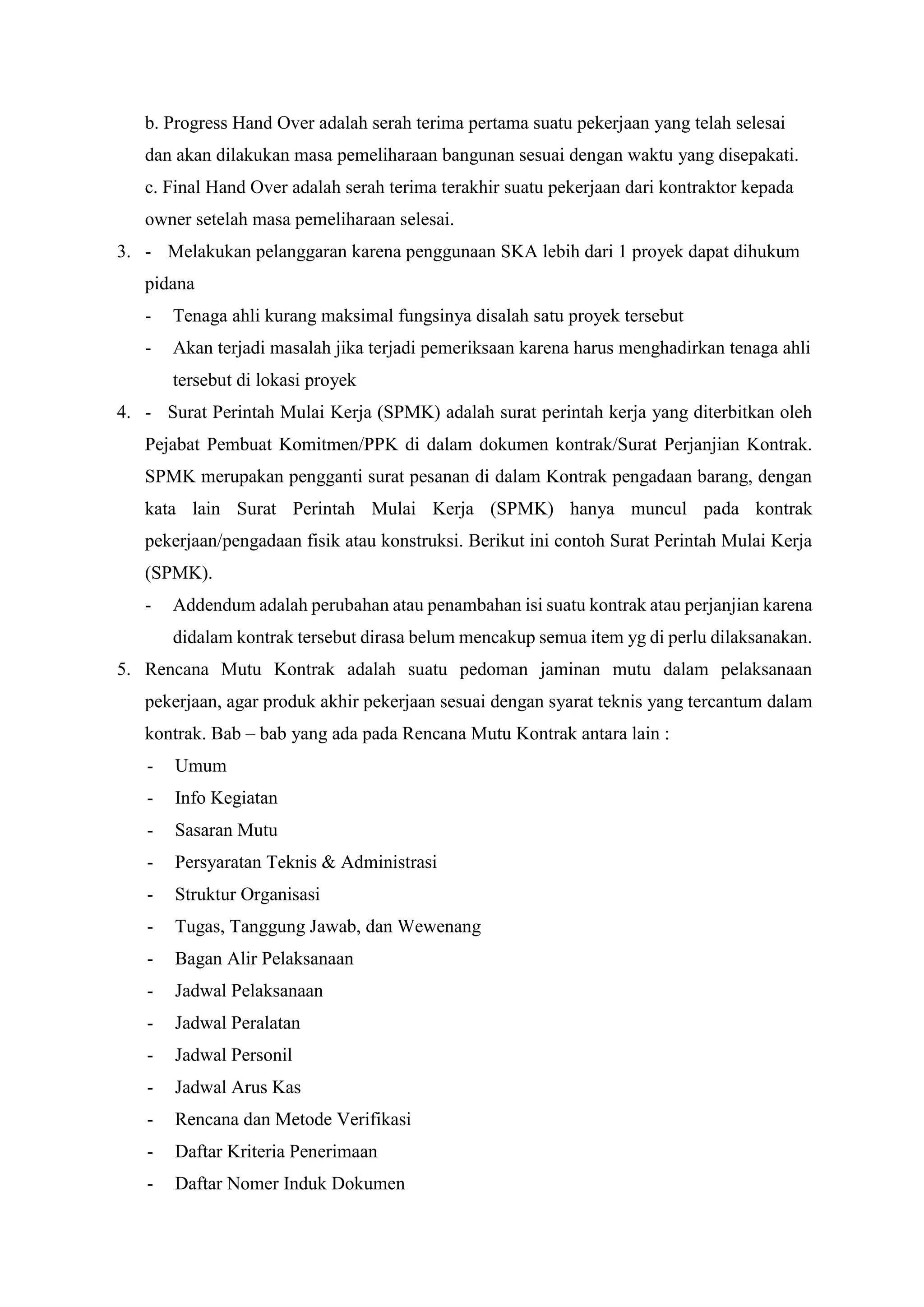 Pelaksanaan Kontrak kerja dan permasalahan kontrak | PDF