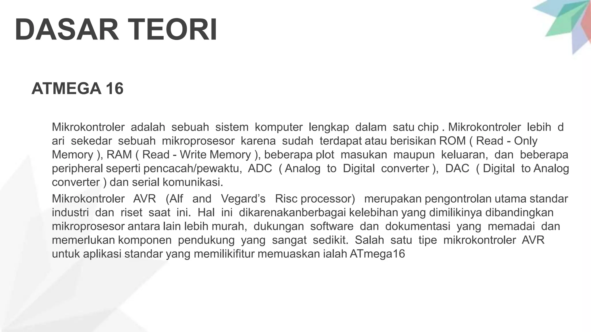 Lampu Lalu Lintas Menggunakan Atmega 16 | PPTX