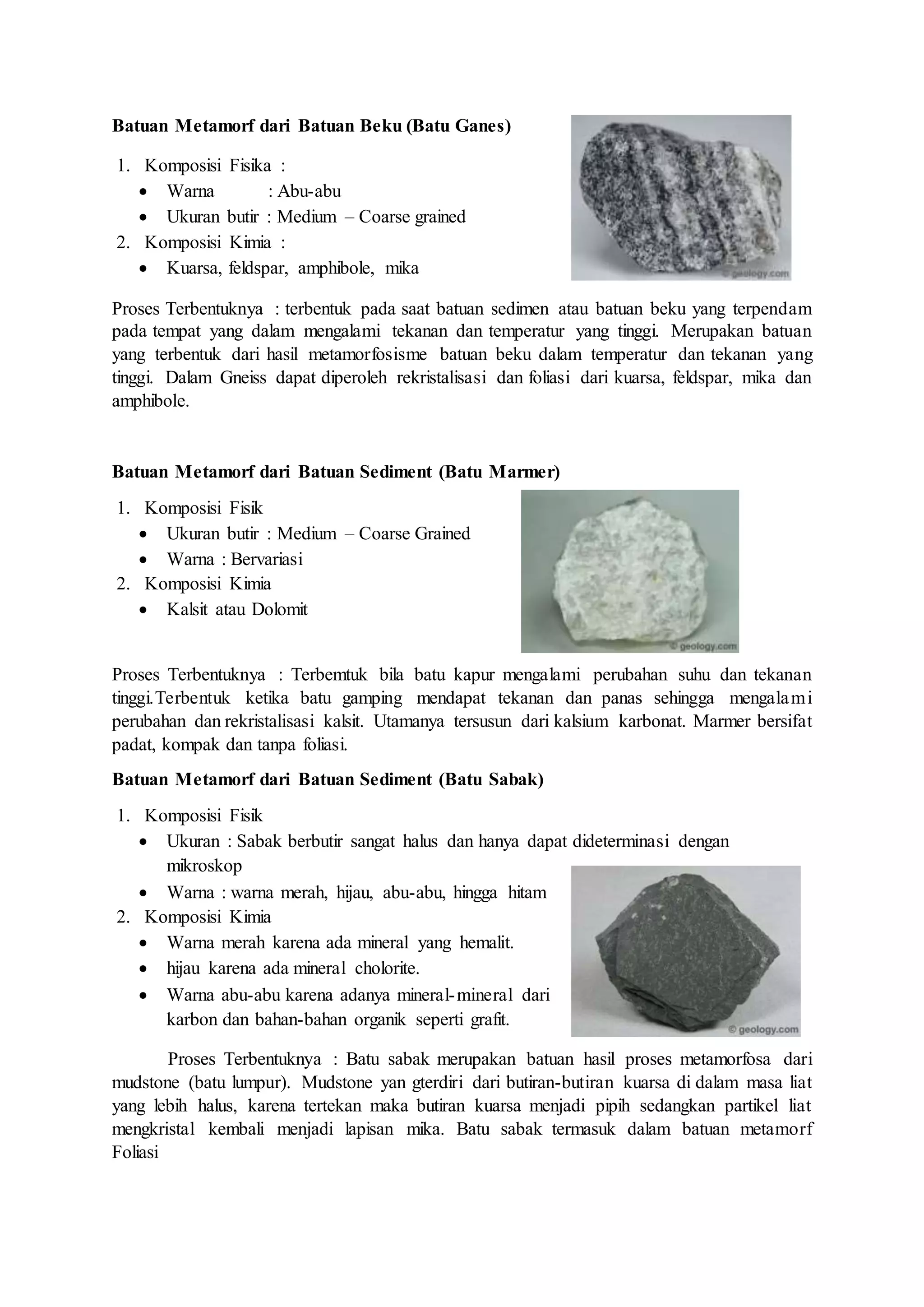 Tugas Geologi Dasar (Jenis-Jenis Batuan) | PDF