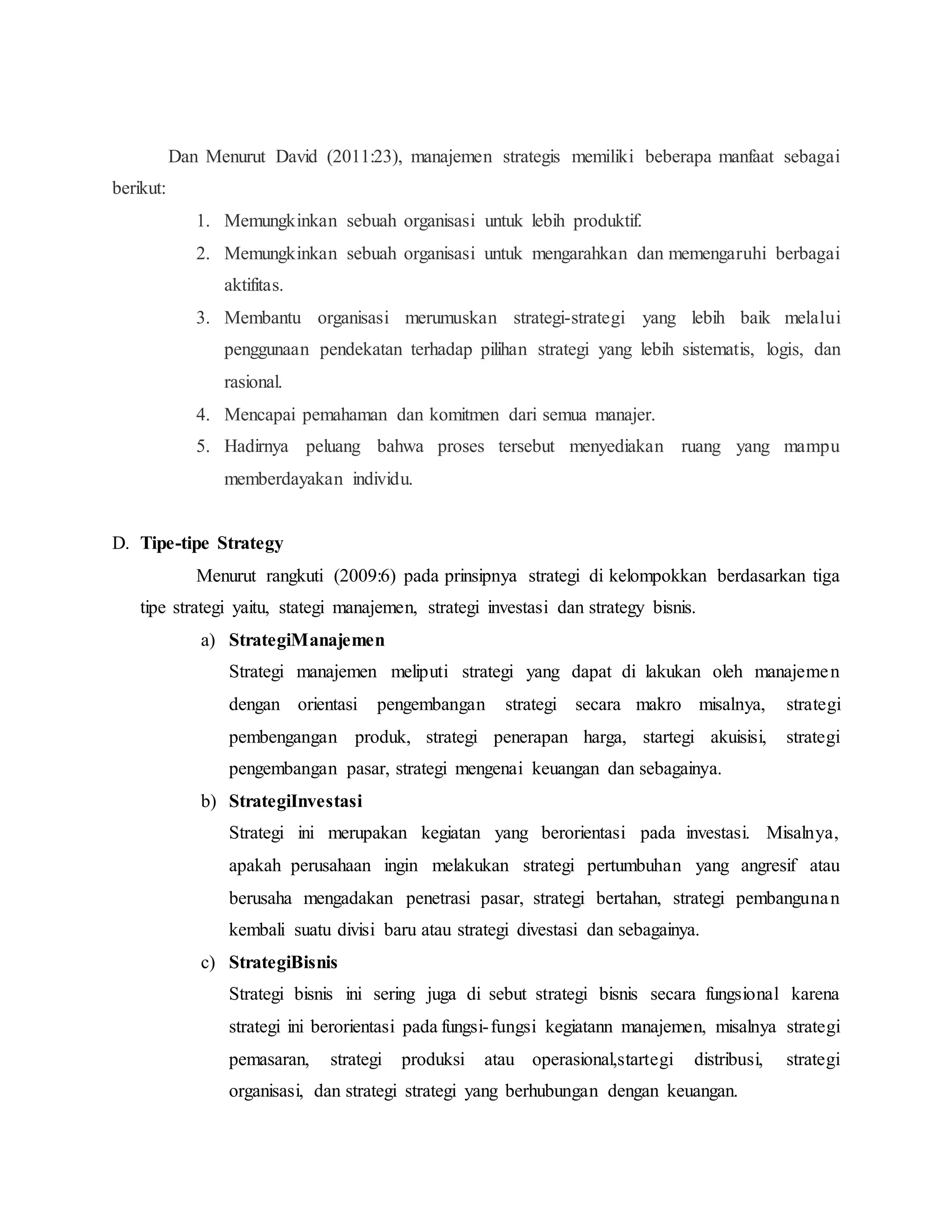Resume Overview of Strategic Management | DOCX