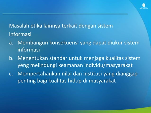 Isue Sosial dan Etika Sistem Informasi Manajemen | PPT