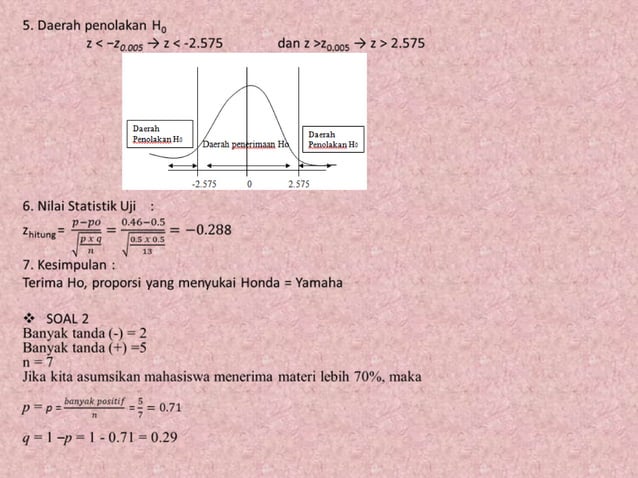 Statistika non-parametrik dengan metode Uji Tanda | PPTX