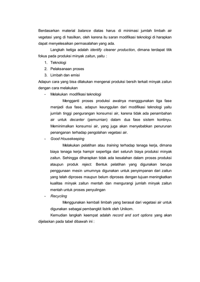 Cleaner Productio Assesment | DOCX