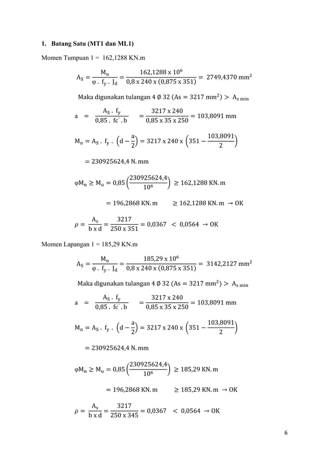Perencanaan Balok Sederhana Beton Bertulang | PDF