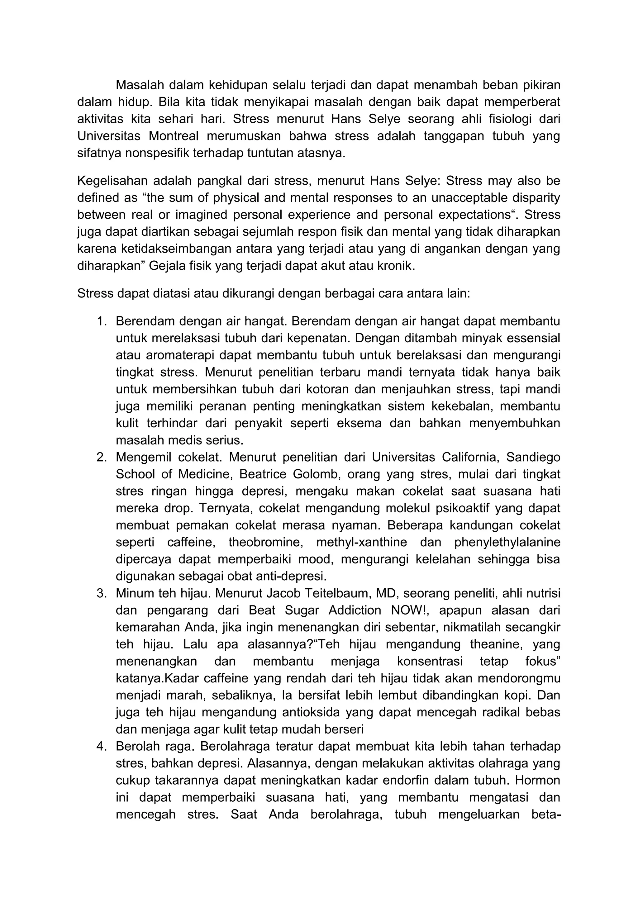 Tugas bi 3 tips mengurangi stress | DOCX