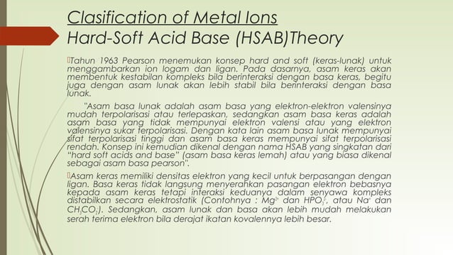 Clasification of Metal Ions Stability Constant Stabilization of ...