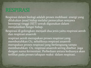 Tugas biologi (metabolisme sel) | PPTX
