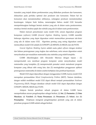 Implementasi Model Ekonomi dalam General Algebraic Modelling System ...