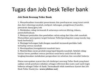 Tugas dan Job Desk Teller Bank | PPTX