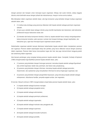 Tugas dan peranan kepala sekolah dasar | DOC