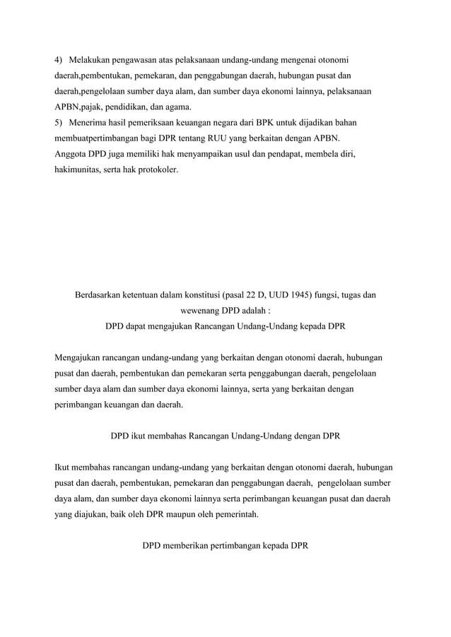 Tugas dan wewenang dpr , mpr , ma , mk , ky , dpd dan presiden | DOCX