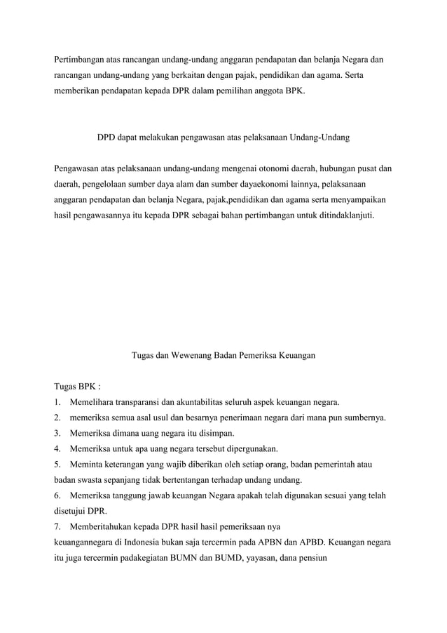 Tugas dan wewenang dpr , mpr , ma , mk , ky , dpd dan presiden | DOCX