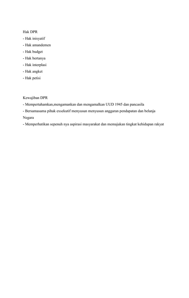 Tugas dan wewenang lembaga mpr, dpr, dpd, presiden | PDF