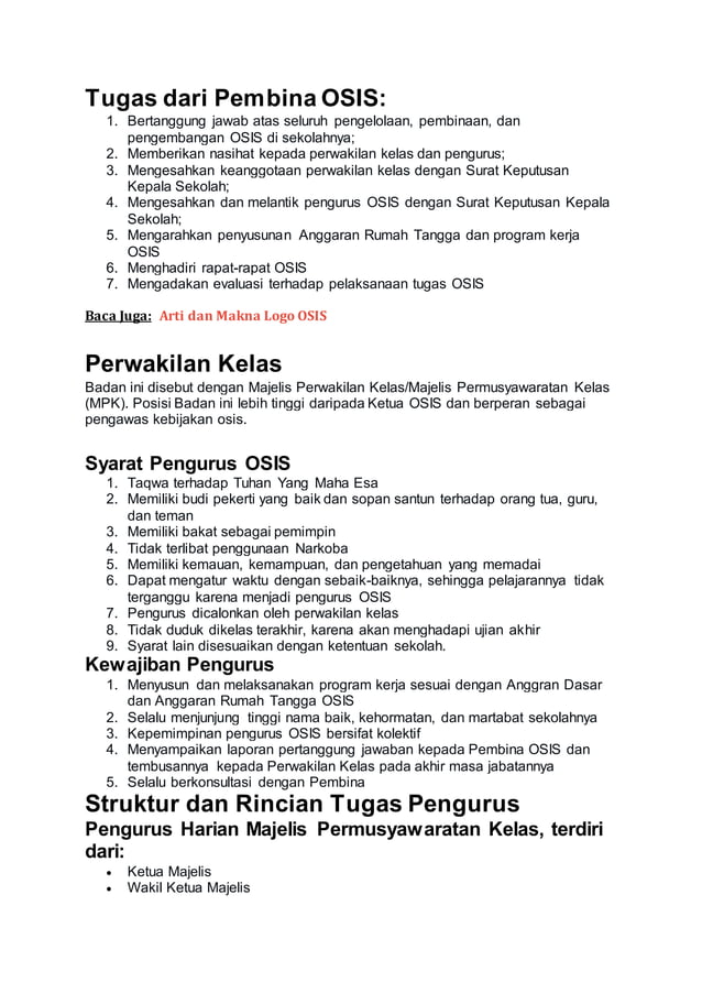 Tugas dari pembina osis n | PDF