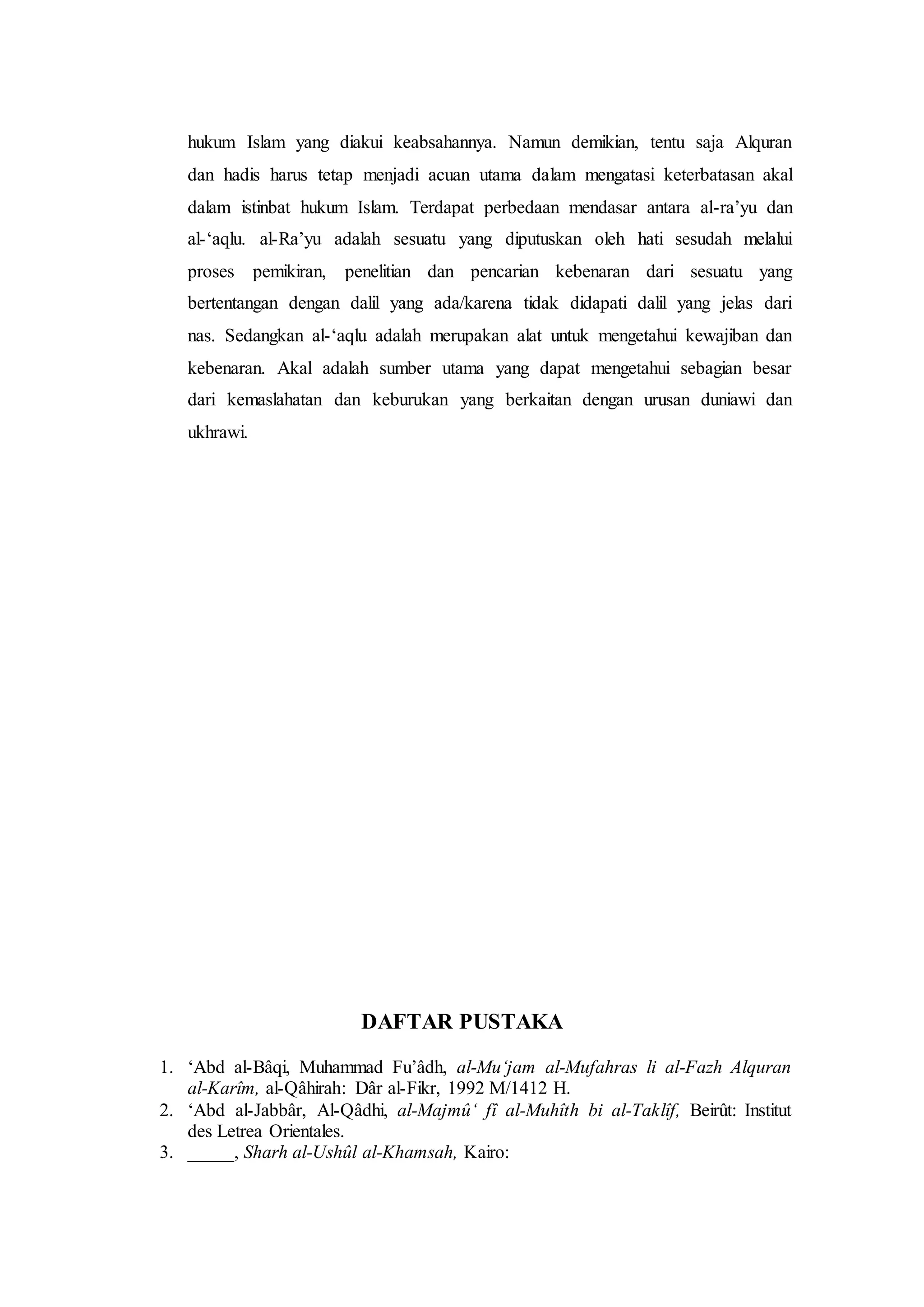 Makalah Hukum Islam RA’YU SEBAGAI SUMBER HUKUM ISLAM | DOCX