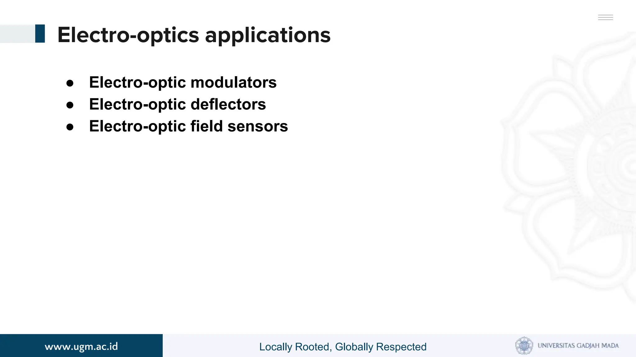 Efek electro optic terhadap perubahan karakteristik material | PPTX