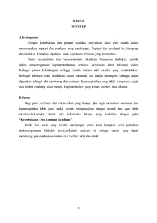 Makalah Keterbukaan Dan Jaminan Keadilan | DOCX