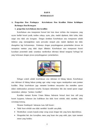 Makalah Keterbukaan Dan Jaminan Keadilan | DOCX