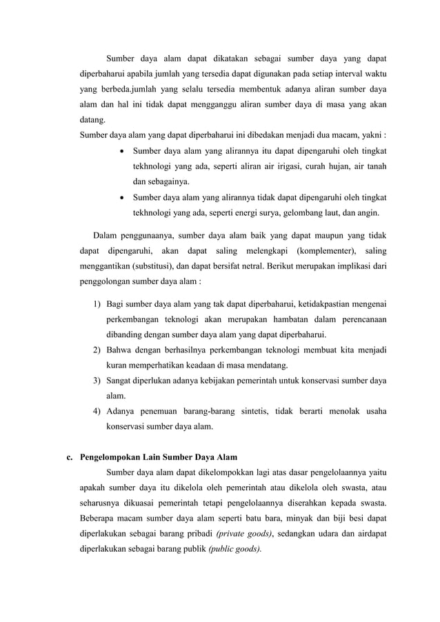 KLASIFIKASI SUMBER DAYA ALAM DAN HUBUNGAN SATU SAMA LAIN | PDF