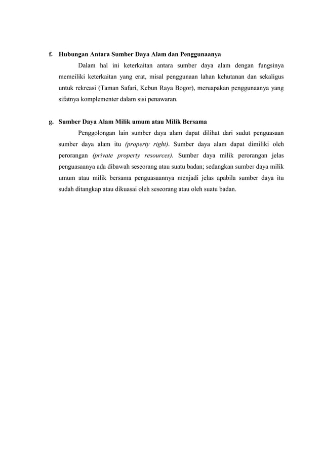 KLASIFIKASI SUMBER DAYA ALAM DAN HUBUNGAN SATU SAMA LAIN | PDF