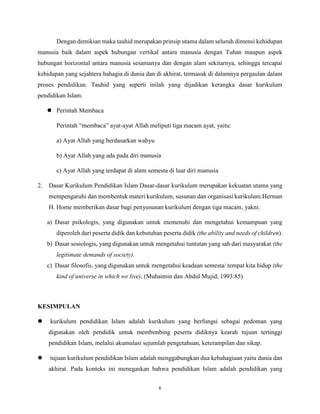 tugas filsafat hakikat kurikulum pendidikan islam | PDF