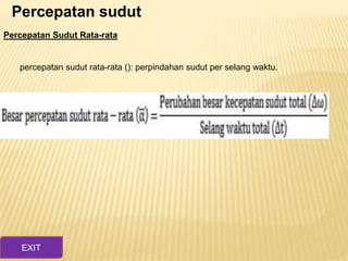 percepatan sudut rata-rata dan sesaat | PPTX