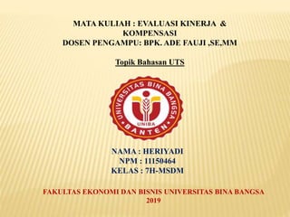Tugas framework evaluasi kinerja dan kompensasi | PPT