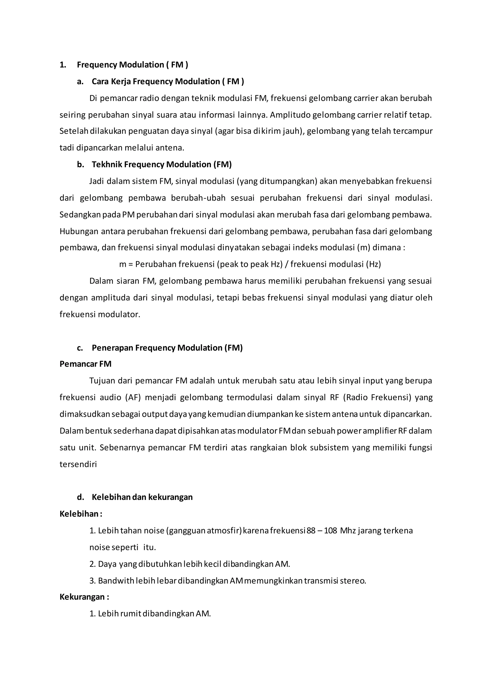 Tugas modulation AM, FM, dan PM | DOCX