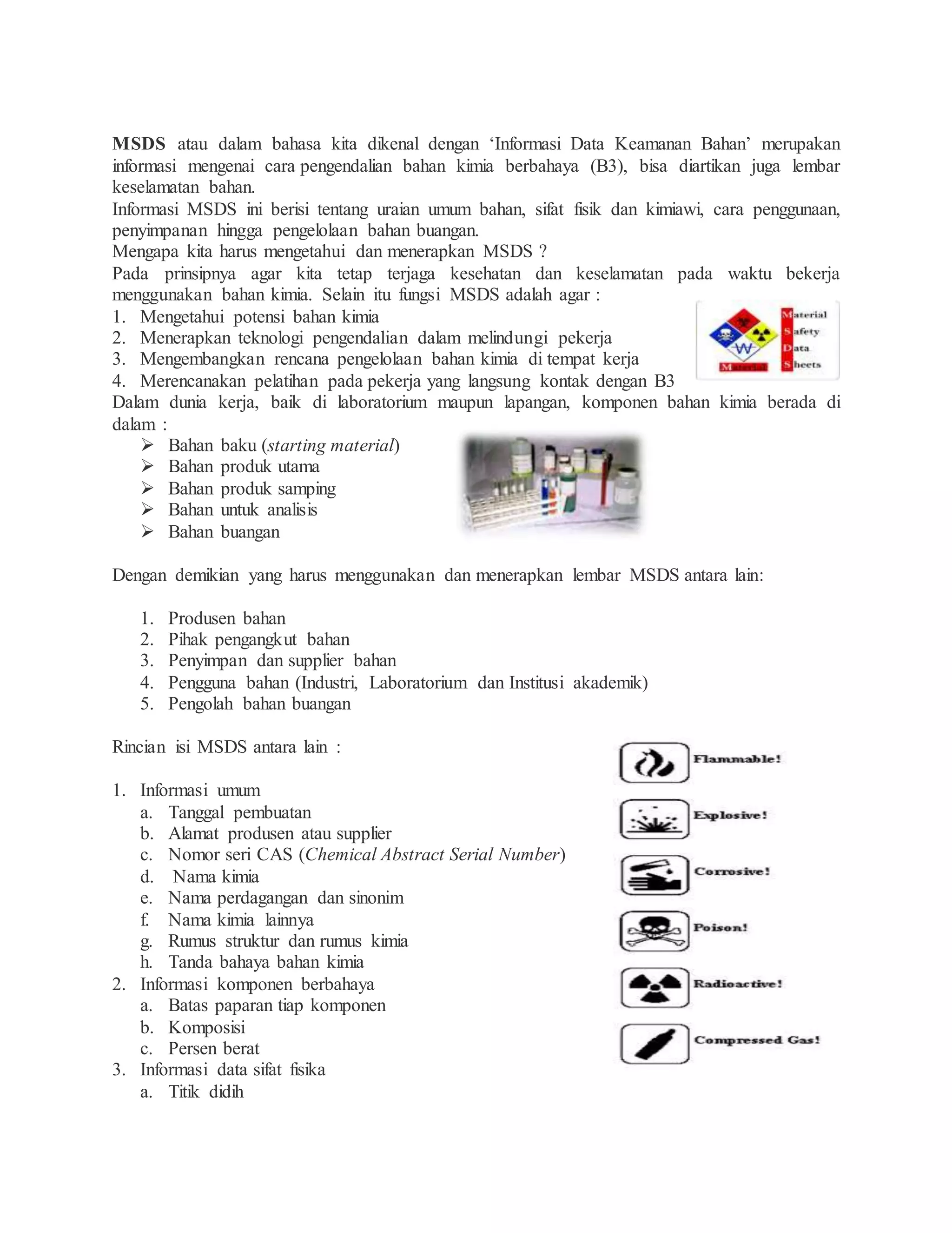 MSDS, CA,CO, Tanda" dalam Farmasi | DOCX