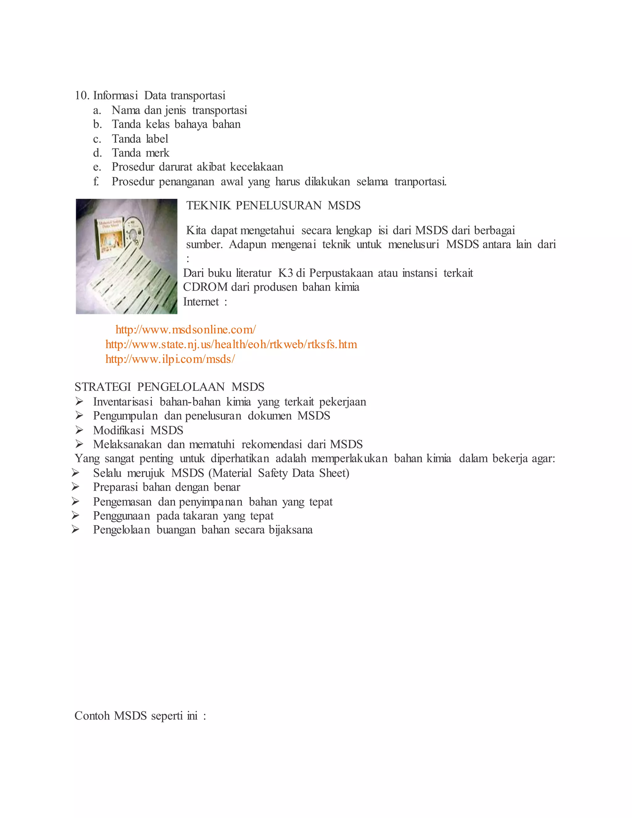 MSDS, CA,CO, Tanda" dalam Farmasi | DOCX