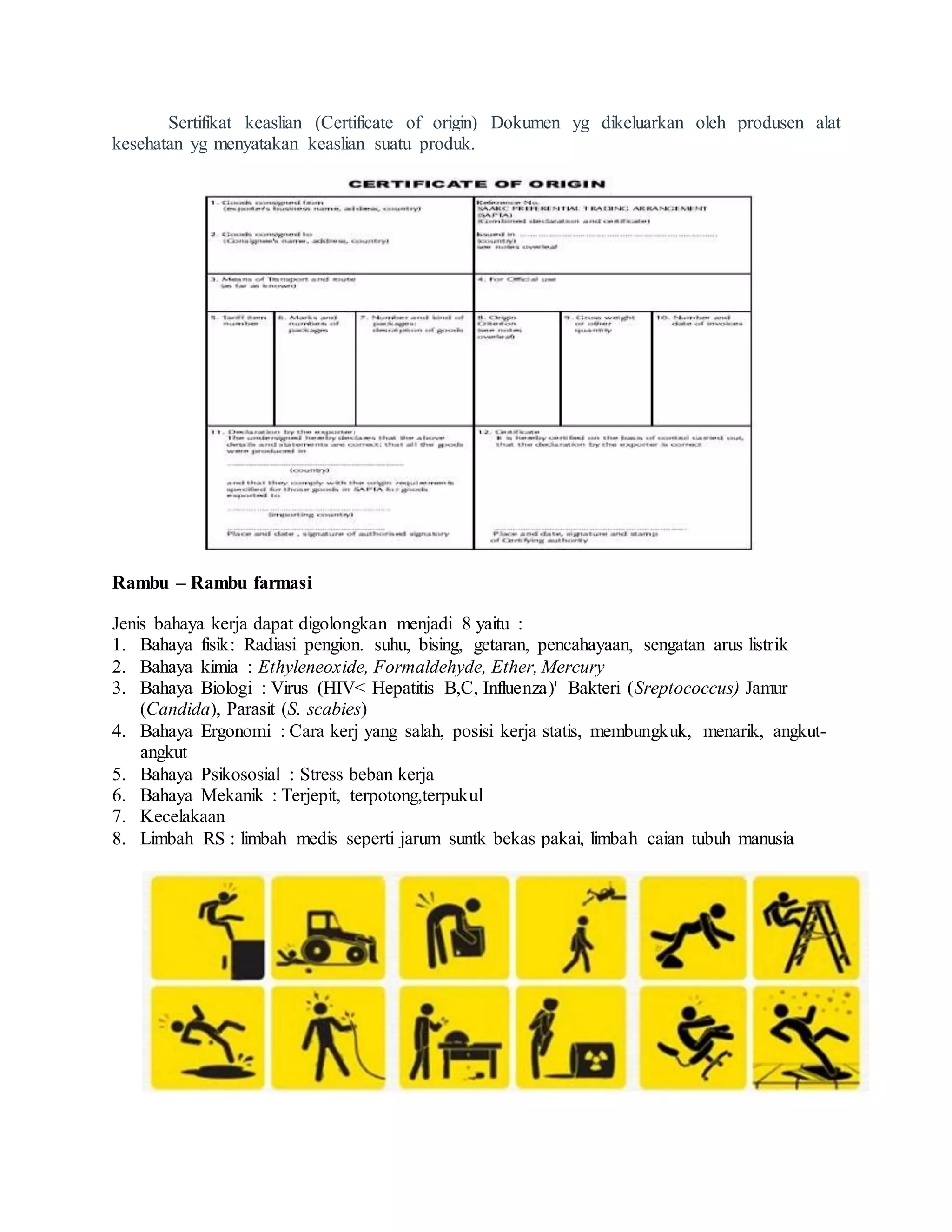 MSDS, CA,CO, Tanda" dalam Farmasi | DOCX