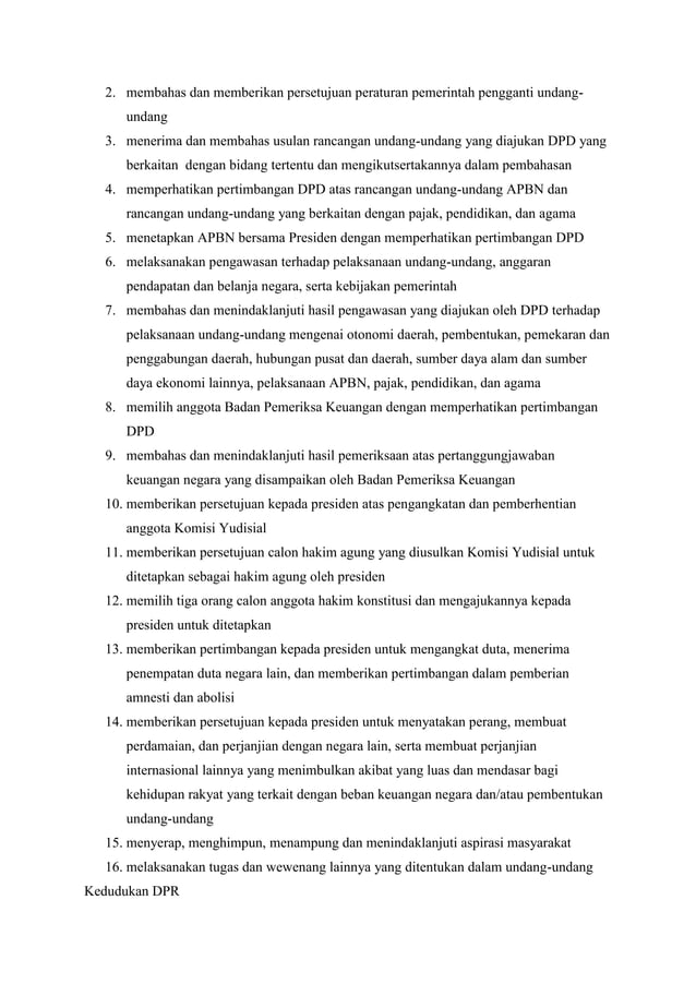 Tugas,fungsi dan kedudukan dari mpr,dpr,dpd,presiden,bpk,ma,mk,ky,dan kpu. | DOCX