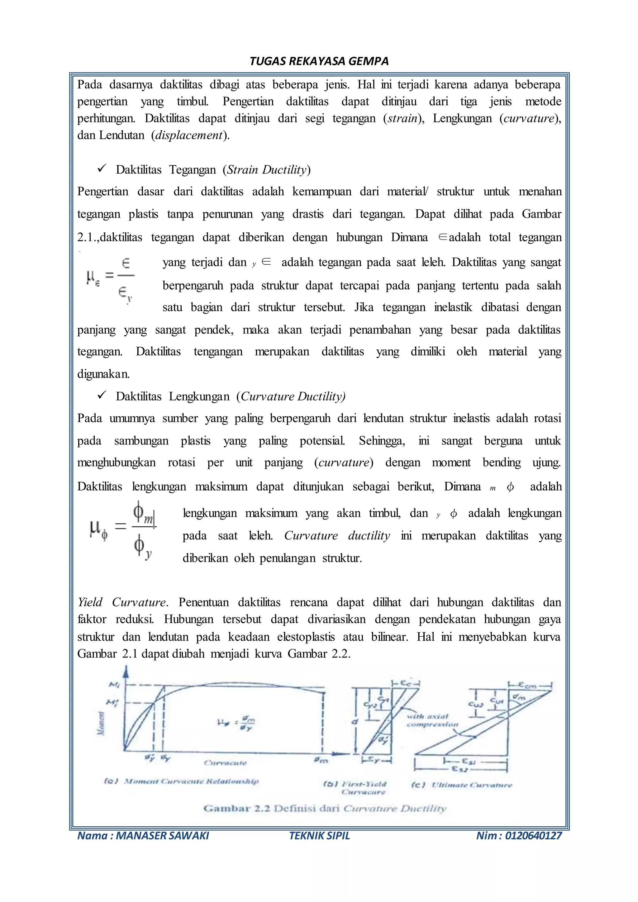 Tugas gempa daktilitas | DOCX