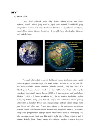 Bentuk dan Kandungan Bumi dan Bulan (Tugas Geologi Dasar) | DOCX