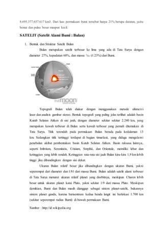 Bentuk dan Kandungan Bumi dan Bulan (Tugas Geologi Dasar) | DOCX