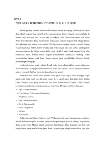 Makalah Geologi Teknik Bab Intrusi | DOC
