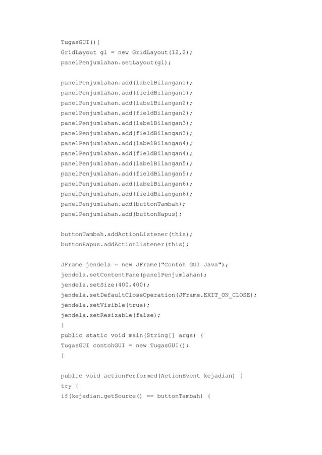 Membuat kalkulator penilaian Sederhana Java | PDF