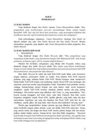 Hadist Riwayah dan Diroyah | DOCX