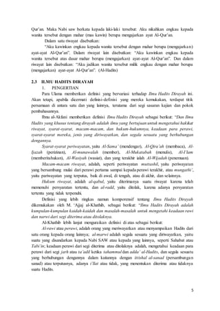 Hadist Riwayah dan Diroyah | DOCX