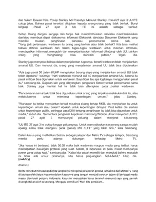 Tugas hukum dan etika pers danu | DOCX