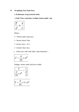 Tugas ii (dasar perencanaan poros) | DOCX