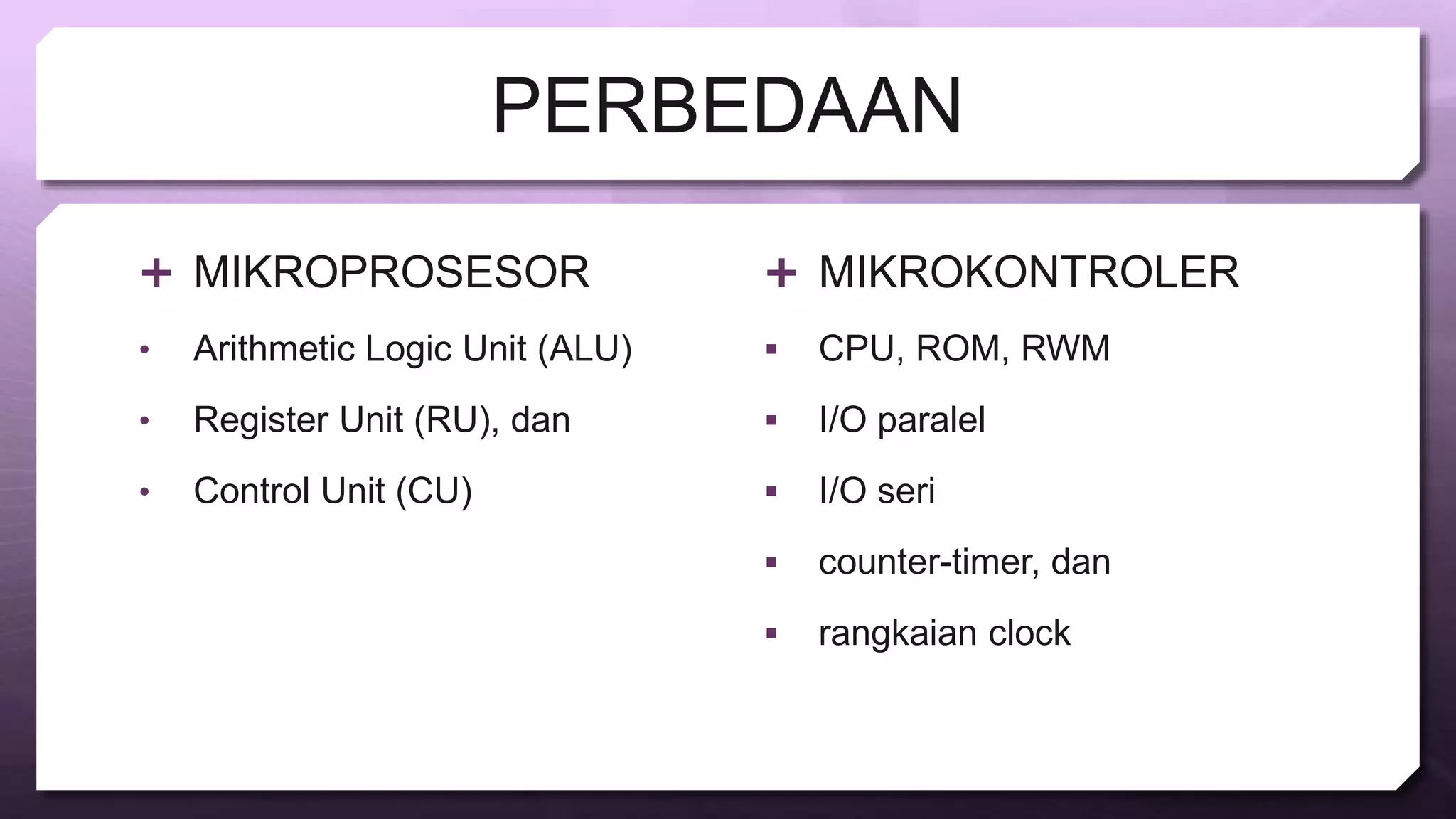 Perbedaan Mikroprosesor dan Mikrokontroler | PPTX