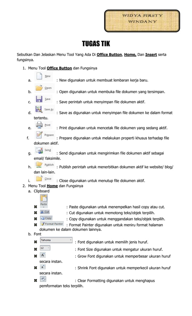 Tugas Individu Menu Tool Yang Ada Di Office Button, Home, Dan Insert ...