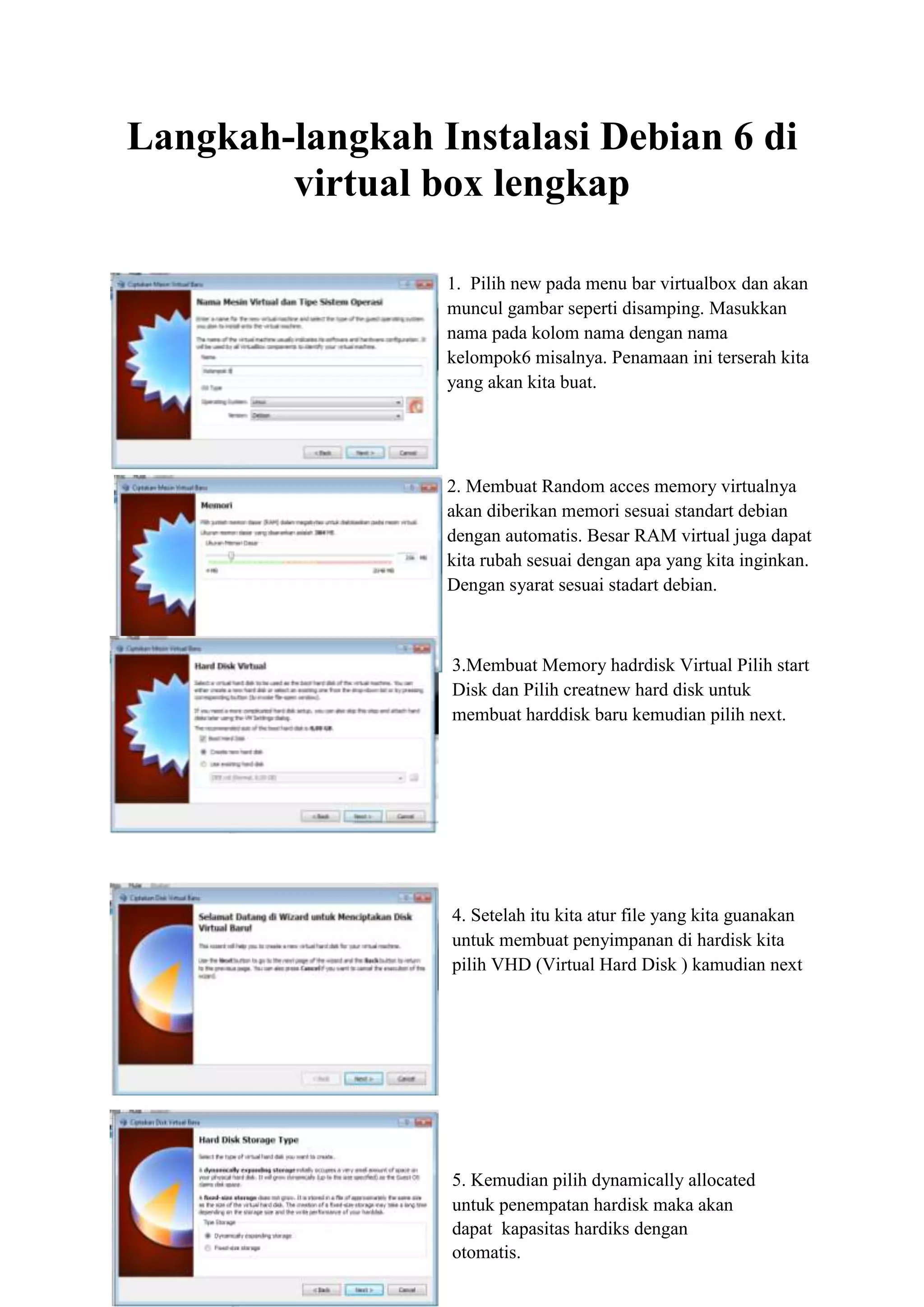 Langkah-langkah cara Instal debian berbasis text di virtual box | PDF