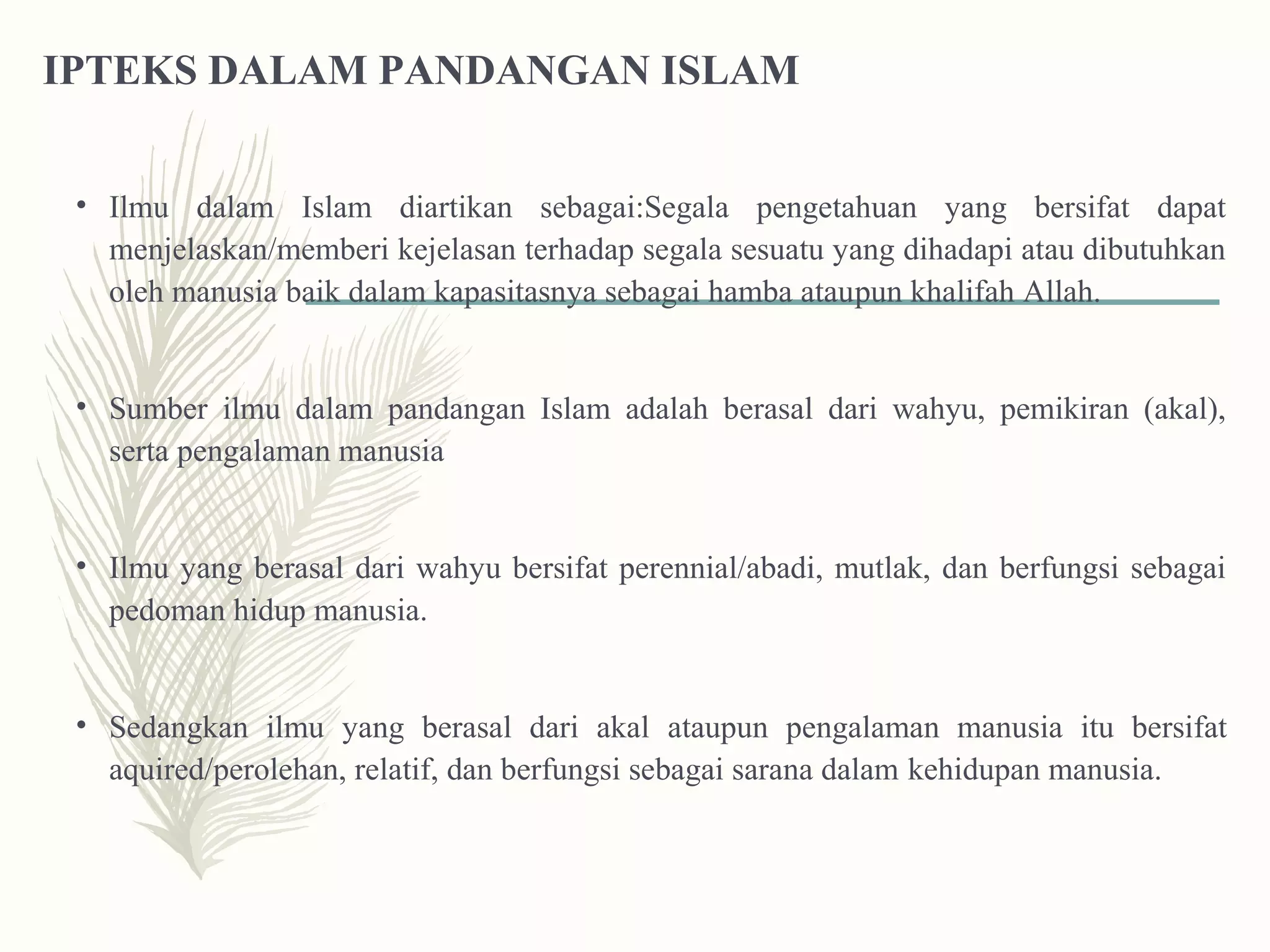 Ilmu Pengetahuan, Teknologi dan Seni (IPTEKS) dalam Islam | PPT