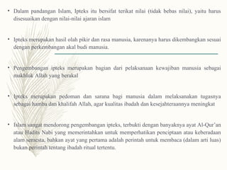 Ilmu Pengetahuan, Teknologi dan Seni (IPTEKS) dalam Islam | PPT