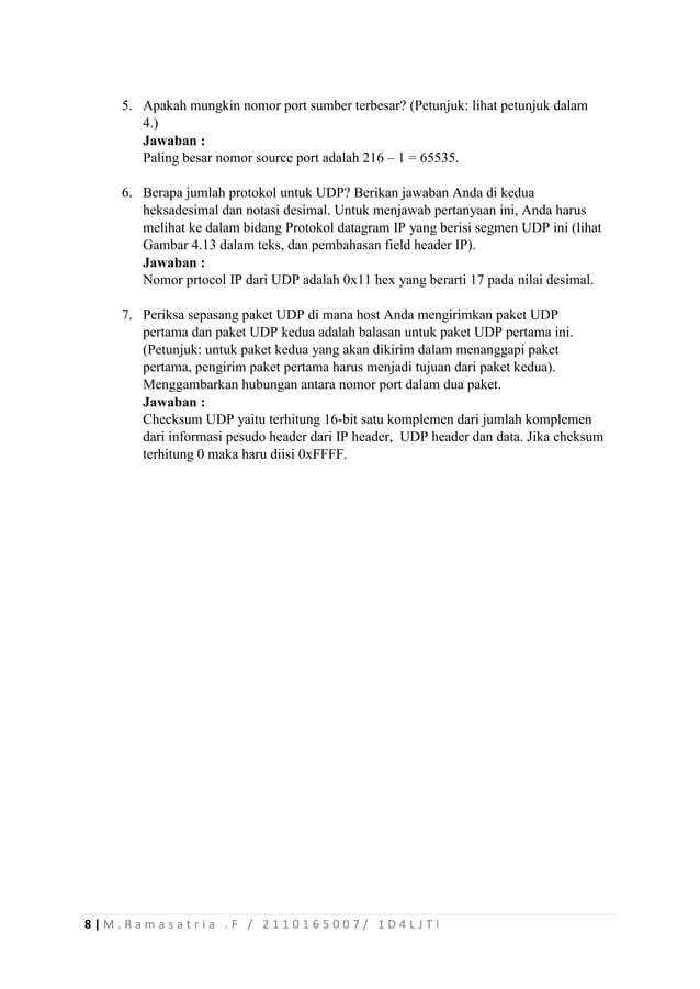 Pengamatan Wireshark pada TCP dan UDP | PDF