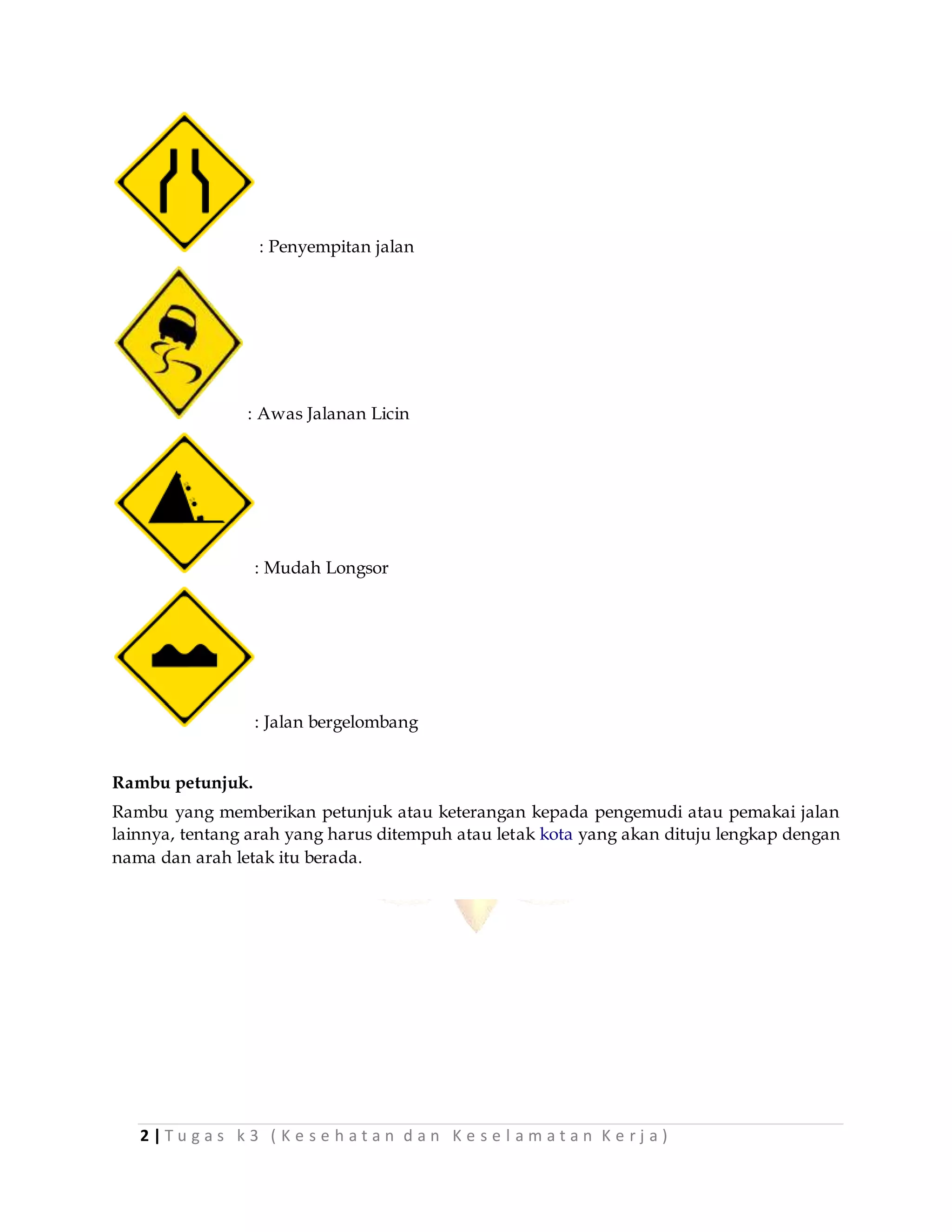 Tugas k3 Pengenalan Rambu lalulintas | DOCX